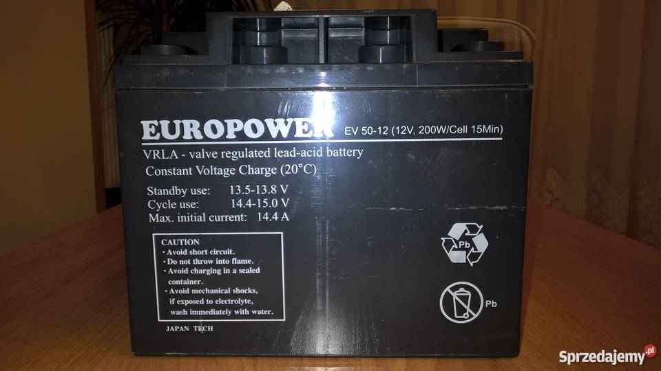 Akumulator żelowy Europower EV 50-12 50Ah 12V VRLA AGM bater Gdańsk - Sprzedajemy.pl