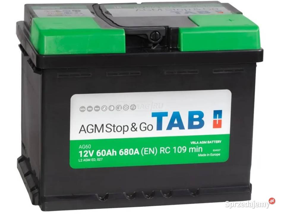 TAB AGM Stop & Go Akumulator 12V 60Ah 680A Wałbrzych - Sprzedajemy.pl