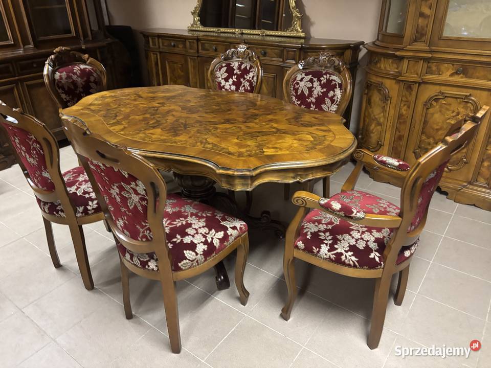 Stylowy Włoski Zestaw Komplet Stół 6 Krzeseł Ludwik Rokoko meble ...